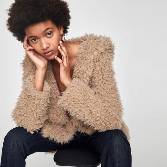 Zara | Jackets & Coats | Nwt Zara Texture Coat With Hood Color Mink ...
